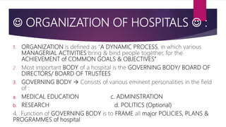 Hospital – its functions, types and organization- By rxvichu !!! :) | PPTX