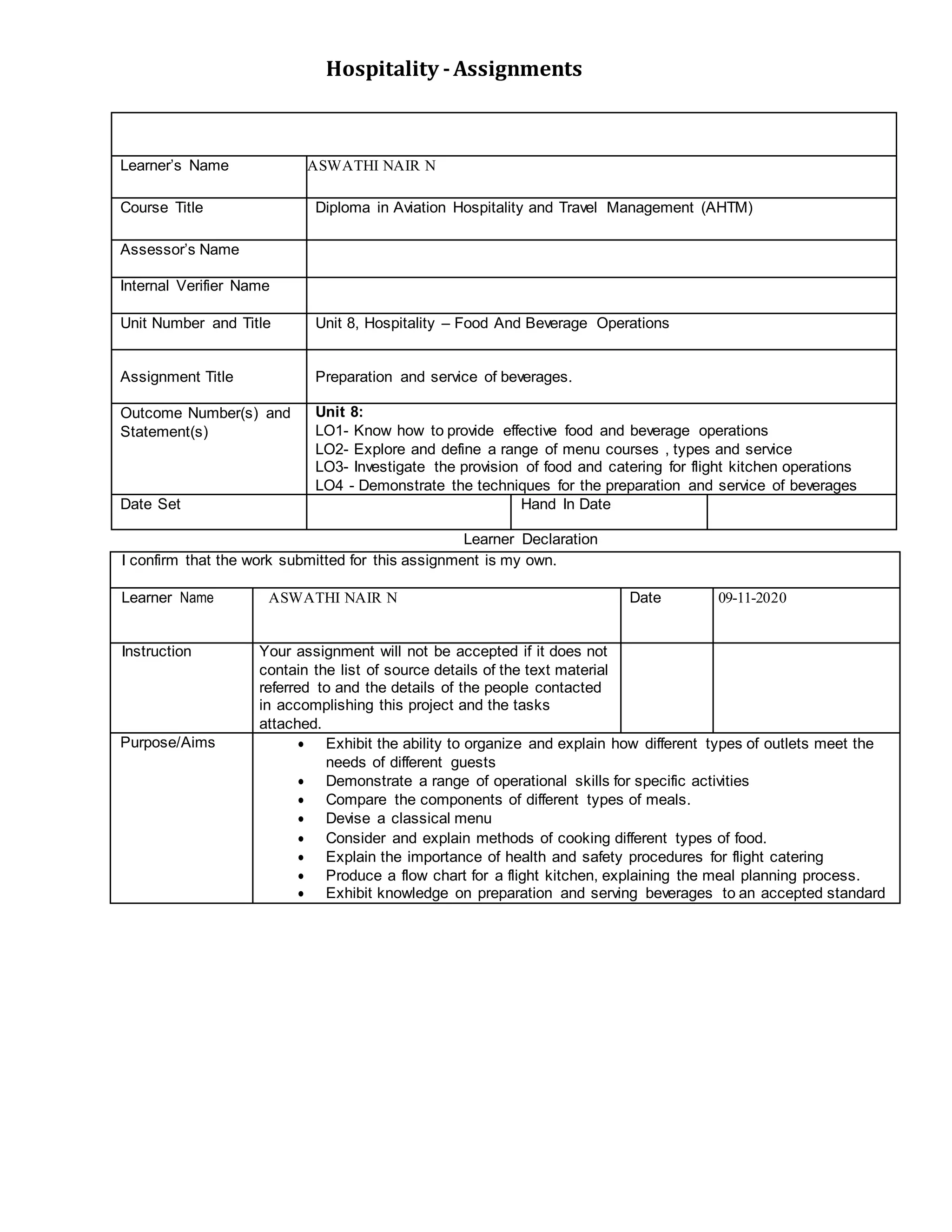 Hospitality 2 assignments-written | DOCX
