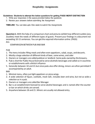 Hospitality 2 assignments-written | DOCX