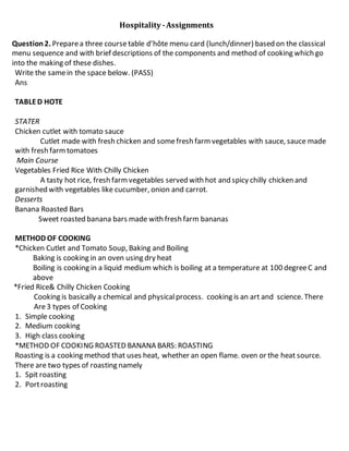 Hospitality 2 assignments-written | DOCX