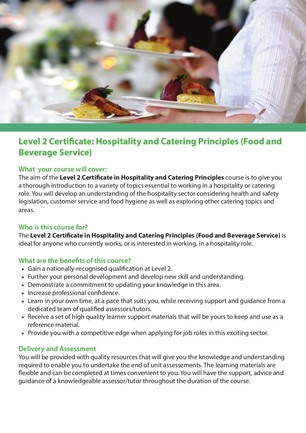 Hospitality & Catering Principles Training - Work Club