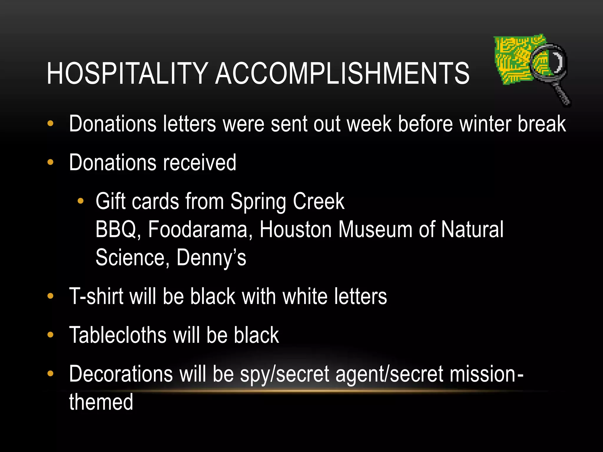 Hospitality Committee Report - January | PPTX