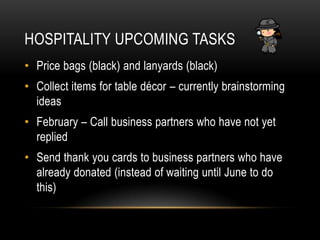 Hospitality Committee Report - January | PPTX