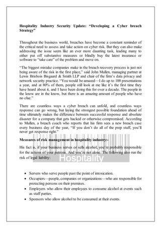 Enterprise risk management Hospitality | DOCX