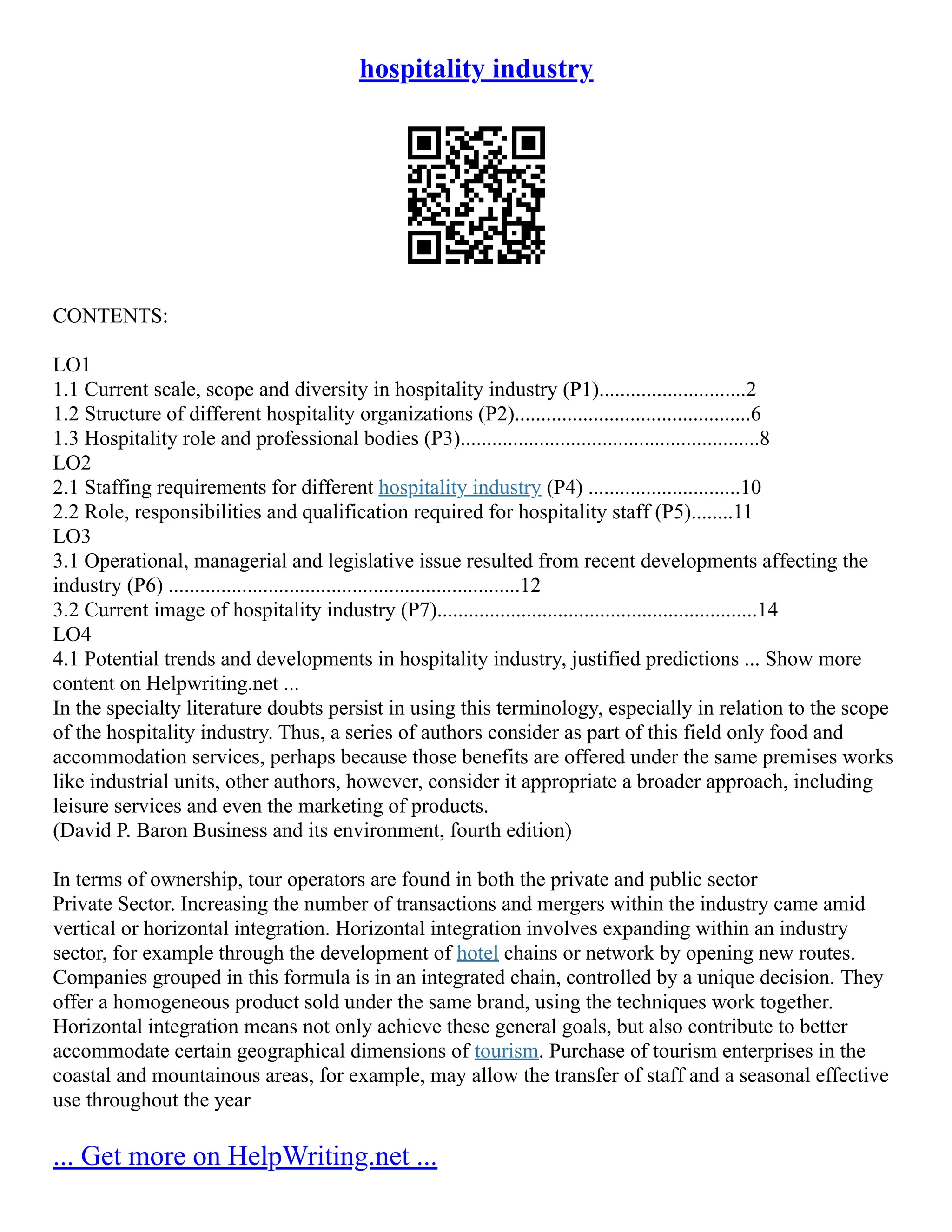 Hospitality Industry | PDF
