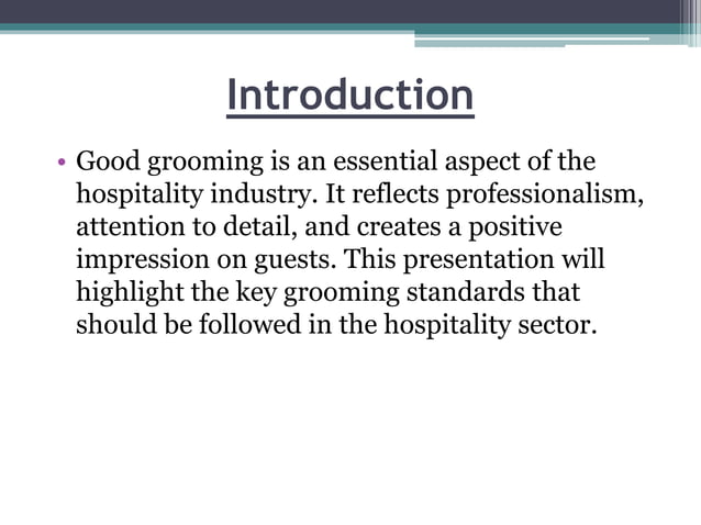 HOSPITALITY INDUSTRY GROOMING STANDARDS.pptx | Hair Care | Beauty