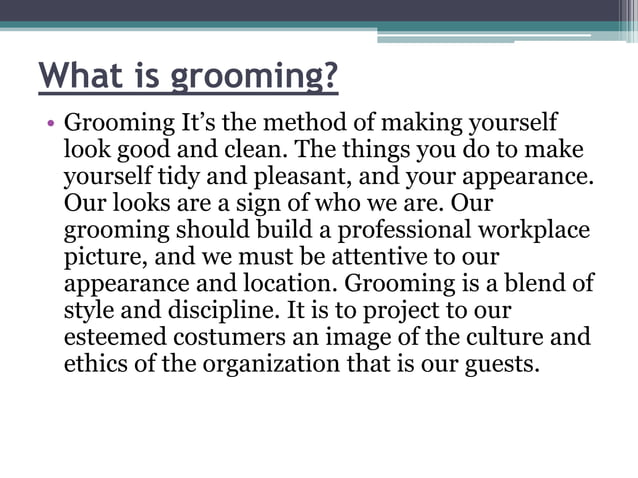 HOSPITALITY INDUSTRY GROOMING STANDARDS.pptx | Hair Care | Beauty