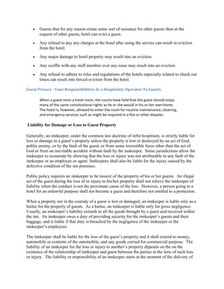 Hospitality law. | DOC