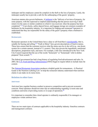 Hospitality law. | DOC