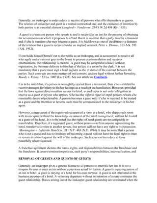 Hospitality law. | DOC