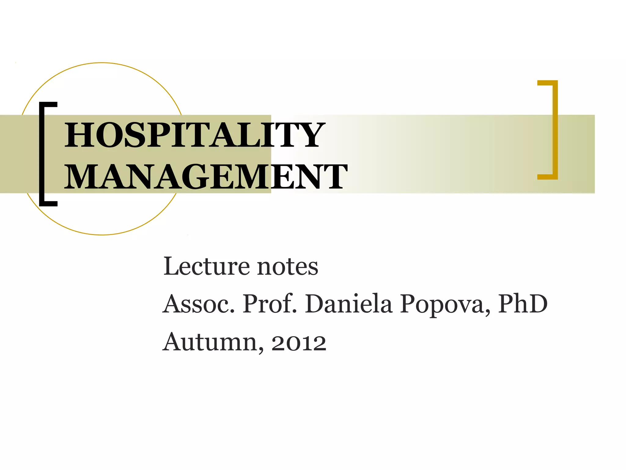 Hospitality management | PPT