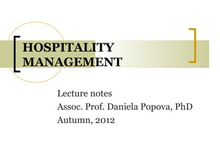 Hospitality management | PPT