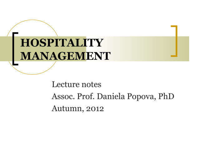 Hospitality management | PPT