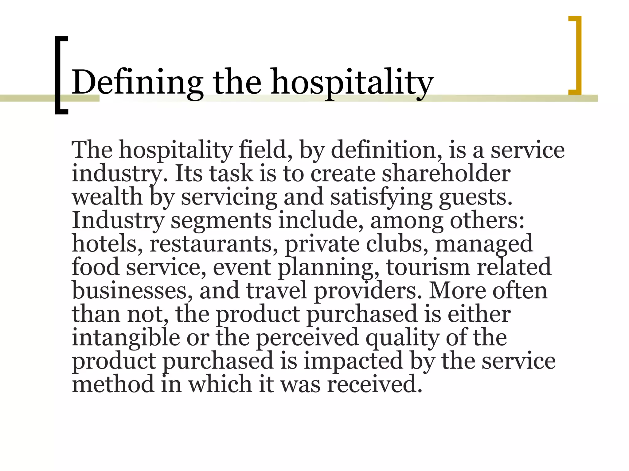 Hospitality management | PPT