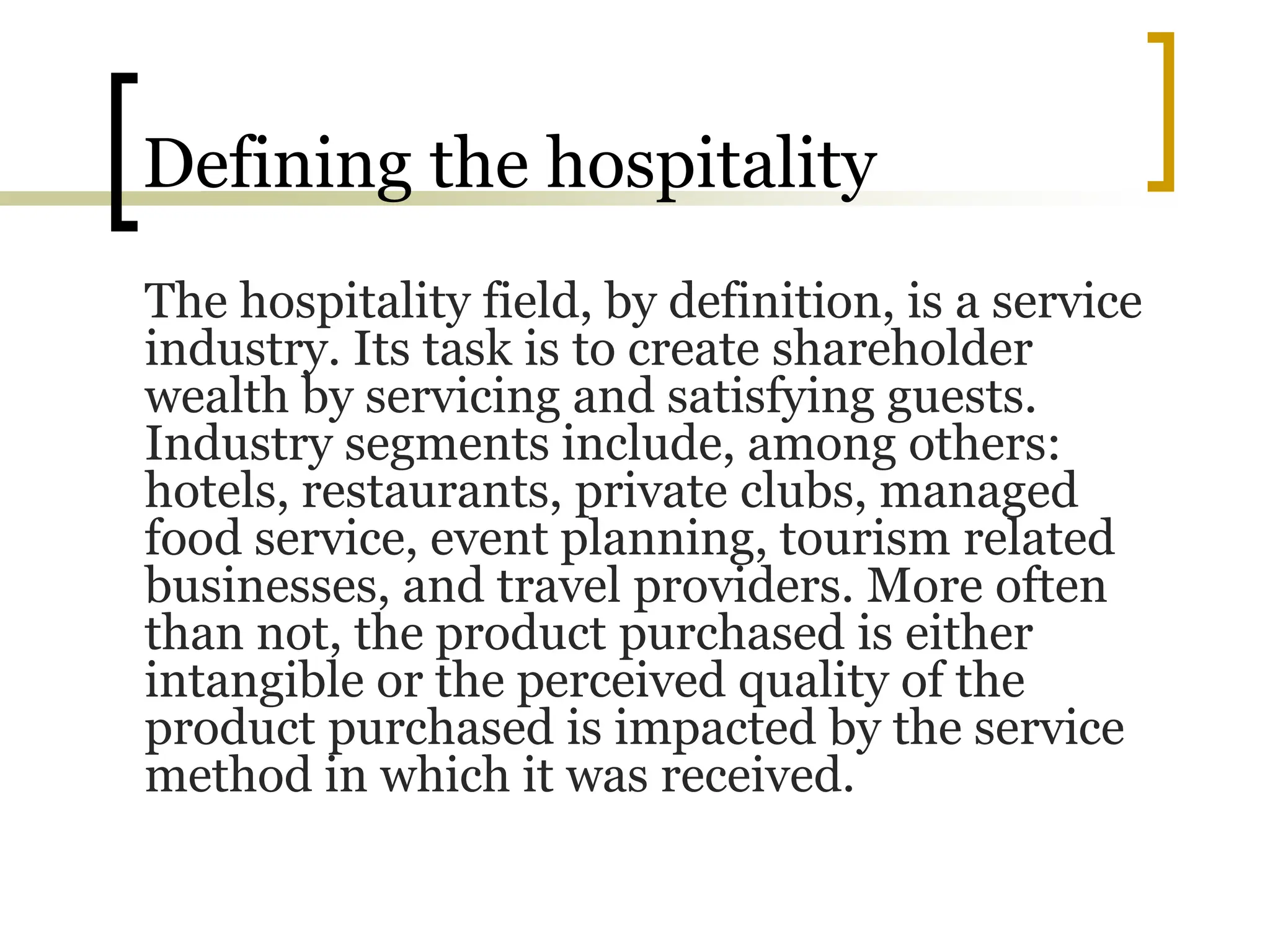HOSPITALITY MANAGEMENT.pptx for hospitality | PPT