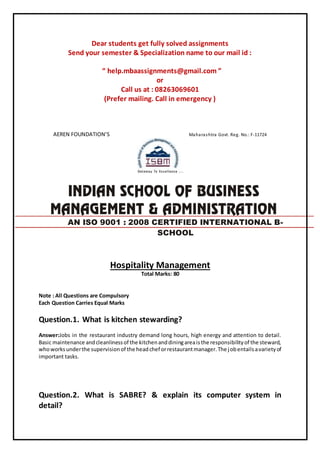 Hospitality management (2) | DOCX