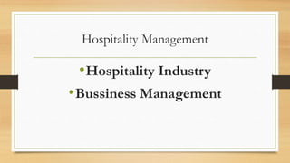 What is Hospitality operation management | PPTX