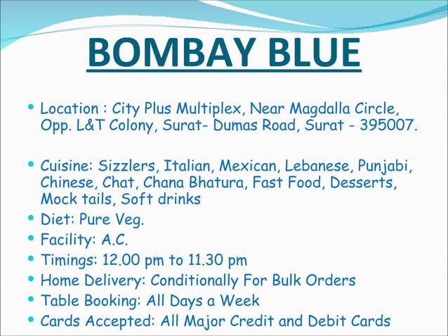 Hospitality - 3 different outlets | PPT