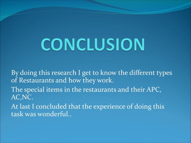 Hospitality - 3 different outlets | PPT