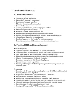 Hospitality Receivership Advisors Binder B | PDF