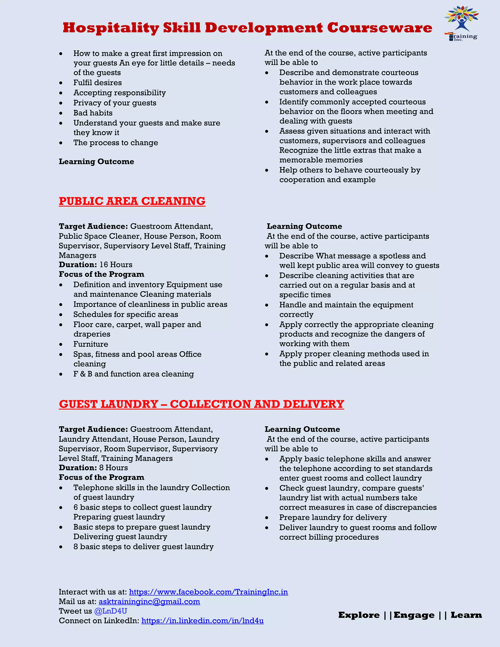 Hospitality Skill Development Courseware | PDF