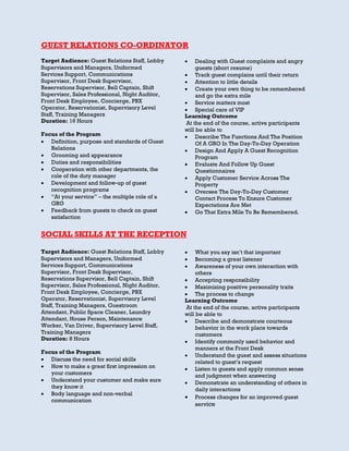 Hospitality Skill Development Courseware | PDF