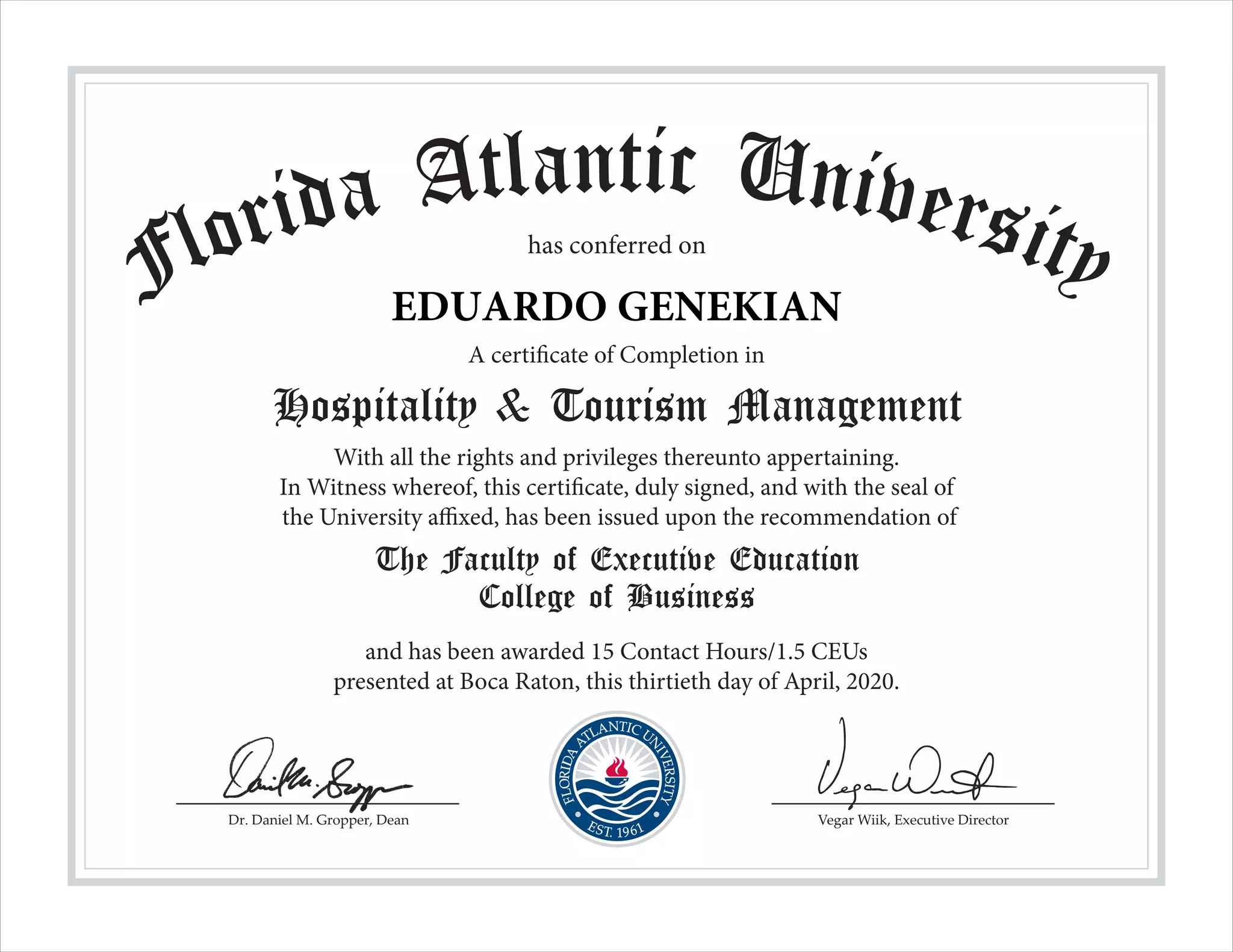 Hospitality tourism management certificate | PDF