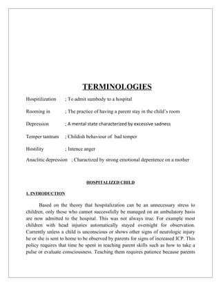 Hospitalized child by Jinesh TM | PDF