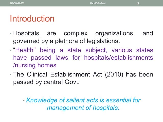 hospital Laws basics.pptx | Healthcare Industry | Industries