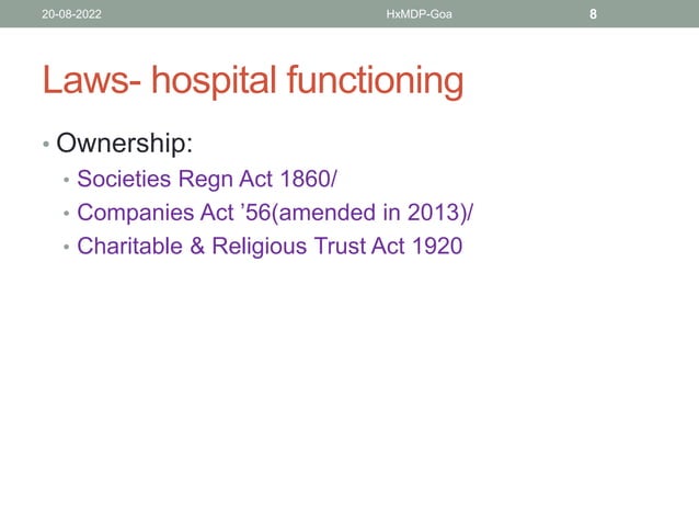 hospital Laws basics.pptx | Healthcare Industry | Industries