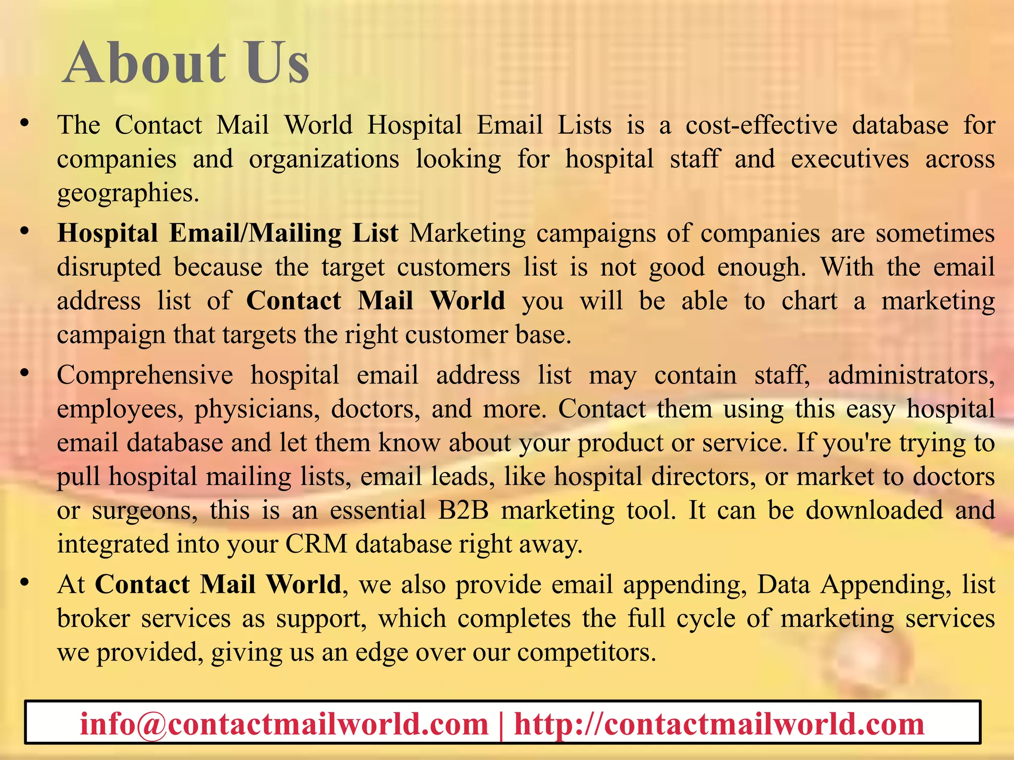 Hospital mailing list | PPTX