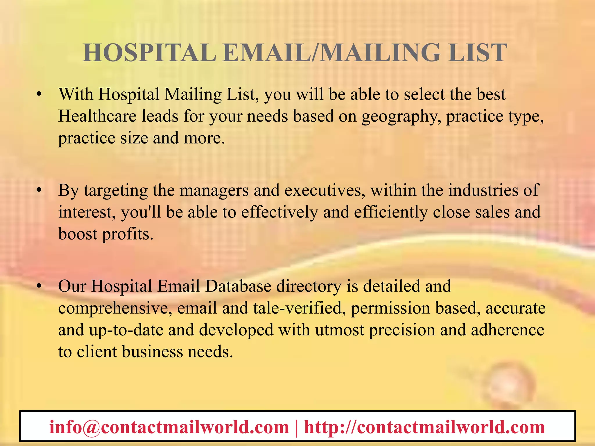 Hospital mailing list | PPTX