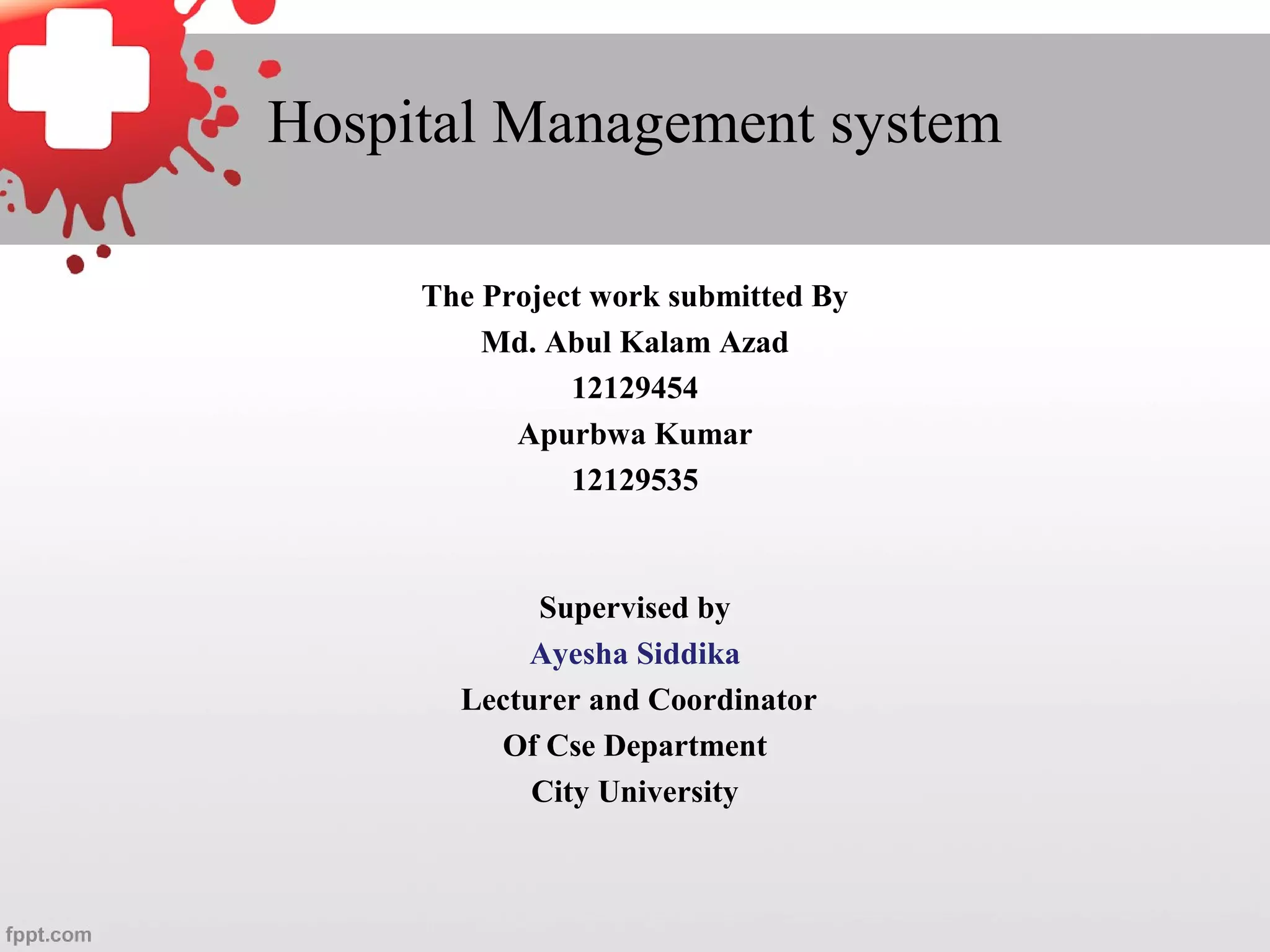 Hospital management final report presentation | PPT