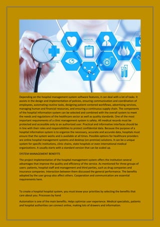 Hospital management system: features, modules, activities, benefits | PDF