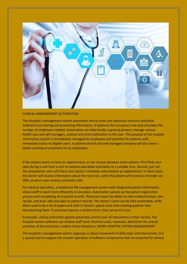 Hospital management system: features, modules, activities, benefits | PDF