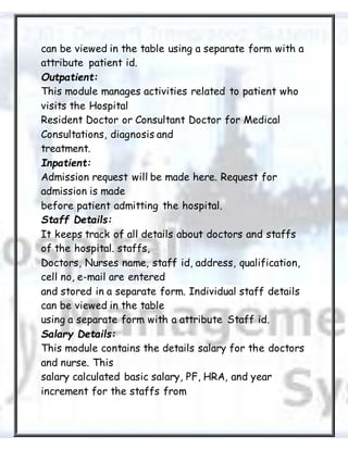 Hospital management system in java | DOCX