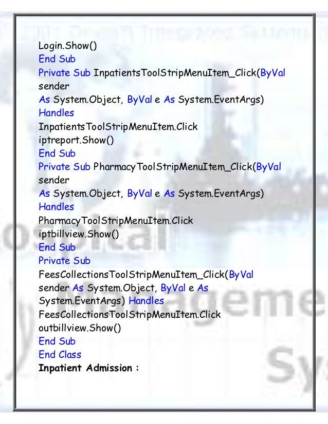 Java code for hospital management system - valueplm