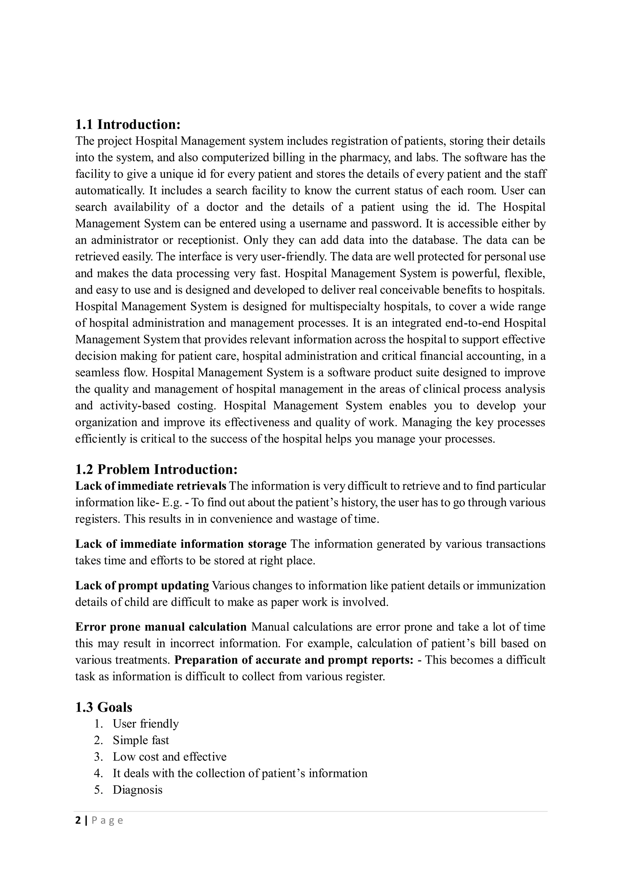 Hospital Management System Project Report Pdf