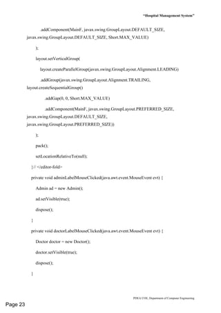 HOSPITAL MANAGEMENT SYSTEM project report | PDF