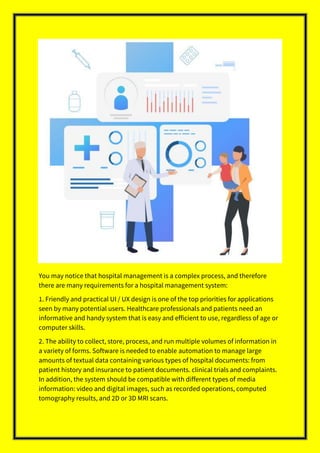 HOSPITAL MANAGEMENT SYSTEMS: FEATURES, REQUIREMENTS AND BENEFITS | PDF