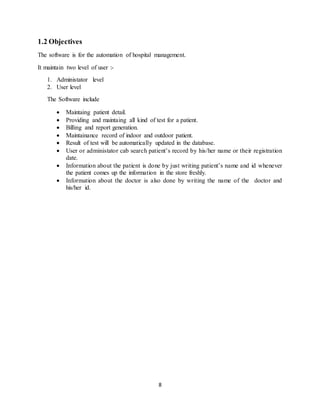 Hospital mangement system report file | DOCX