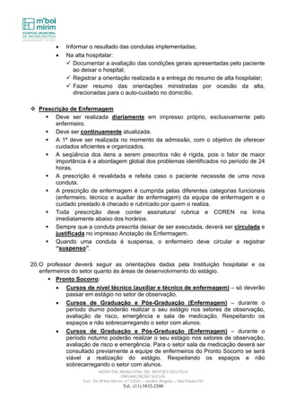 Hospital M'boi Mirim-Cartilha regulamento estágio professor e escola ...