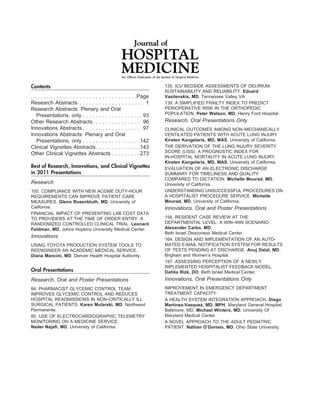 Hospital medicine shm 2011 abstracts | PDF