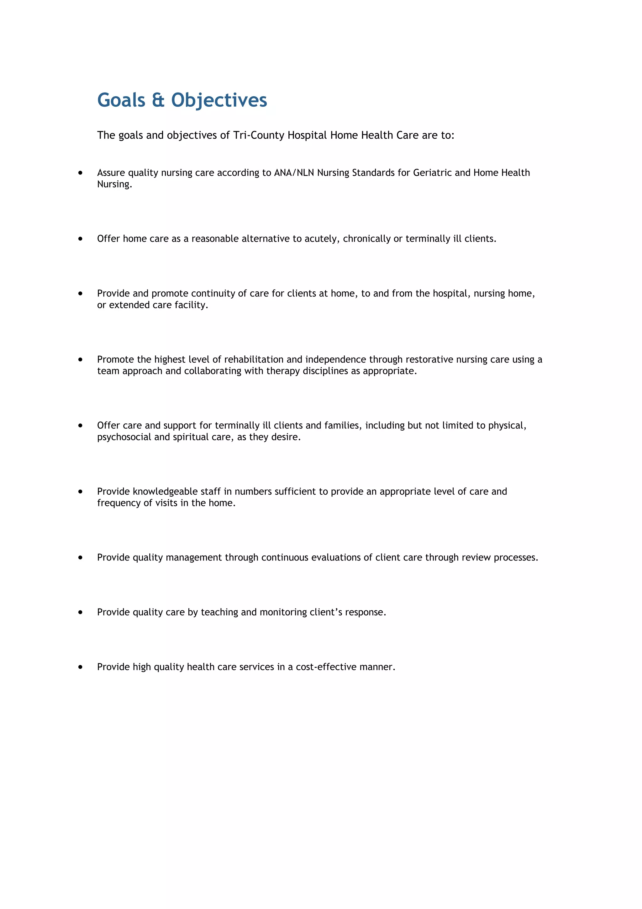 Hospital Objectives | DOC