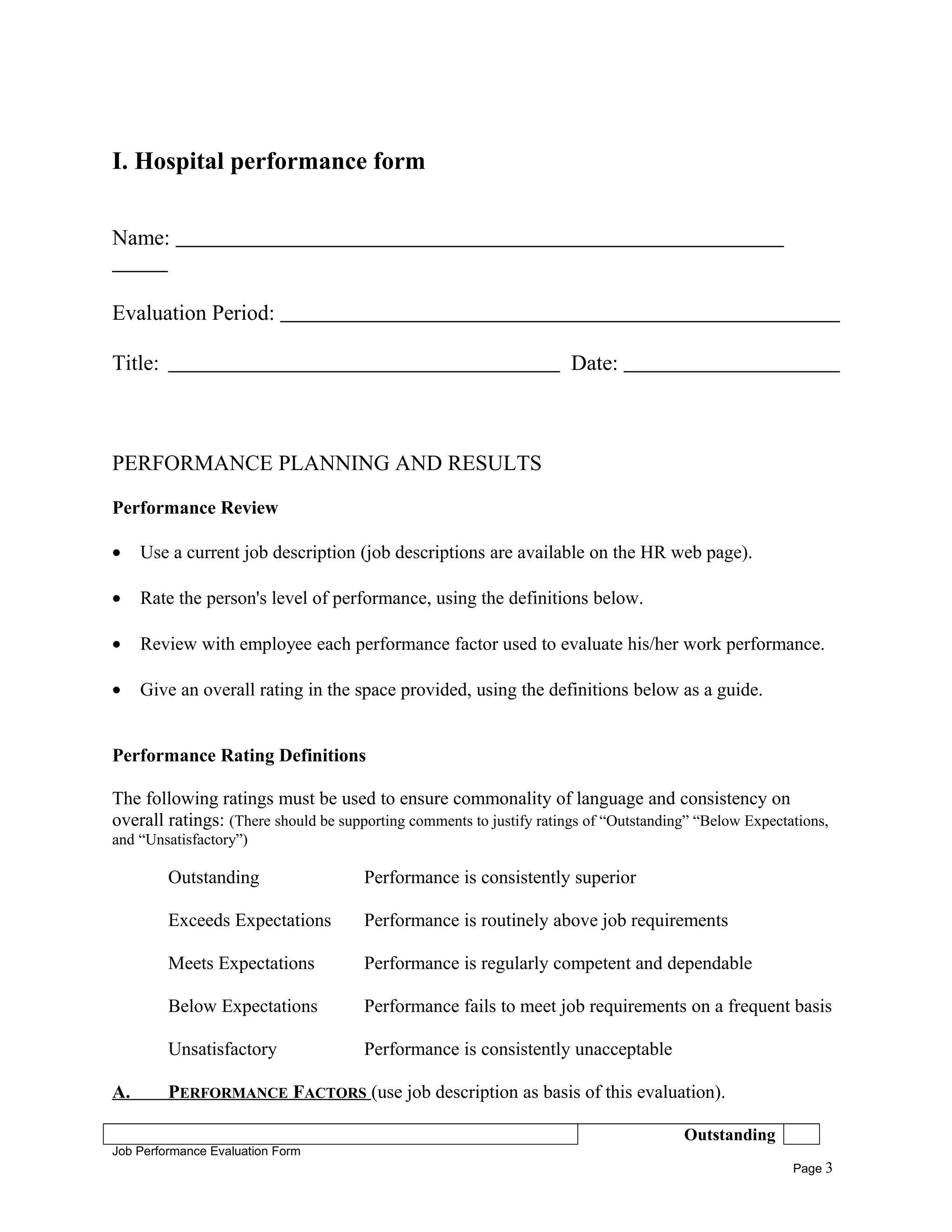 Hospital performance appraisal | DOC