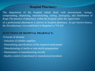 Hospital pharmacy | PPTX