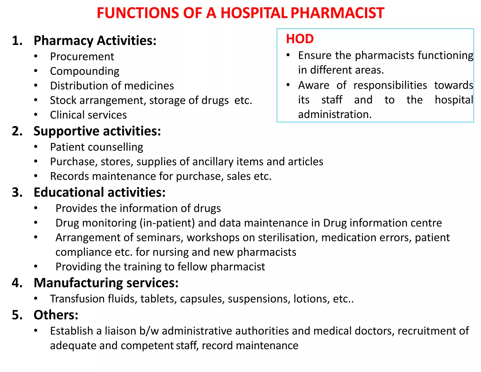 Hospital pharmacy | PPTX | Pharmaceutical Industry | Industries