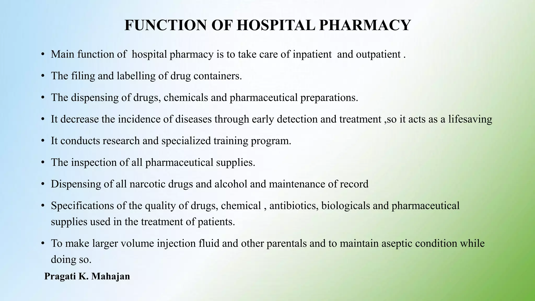 HOSPITAL PHARMACY (D. Pharm) | PPTX