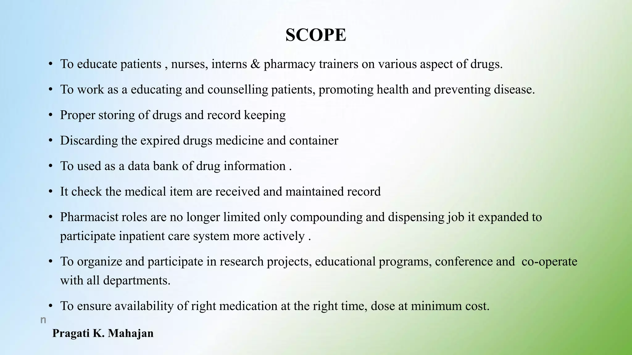 HOSPITAL PHARMACY (D. Pharm) | PPTX