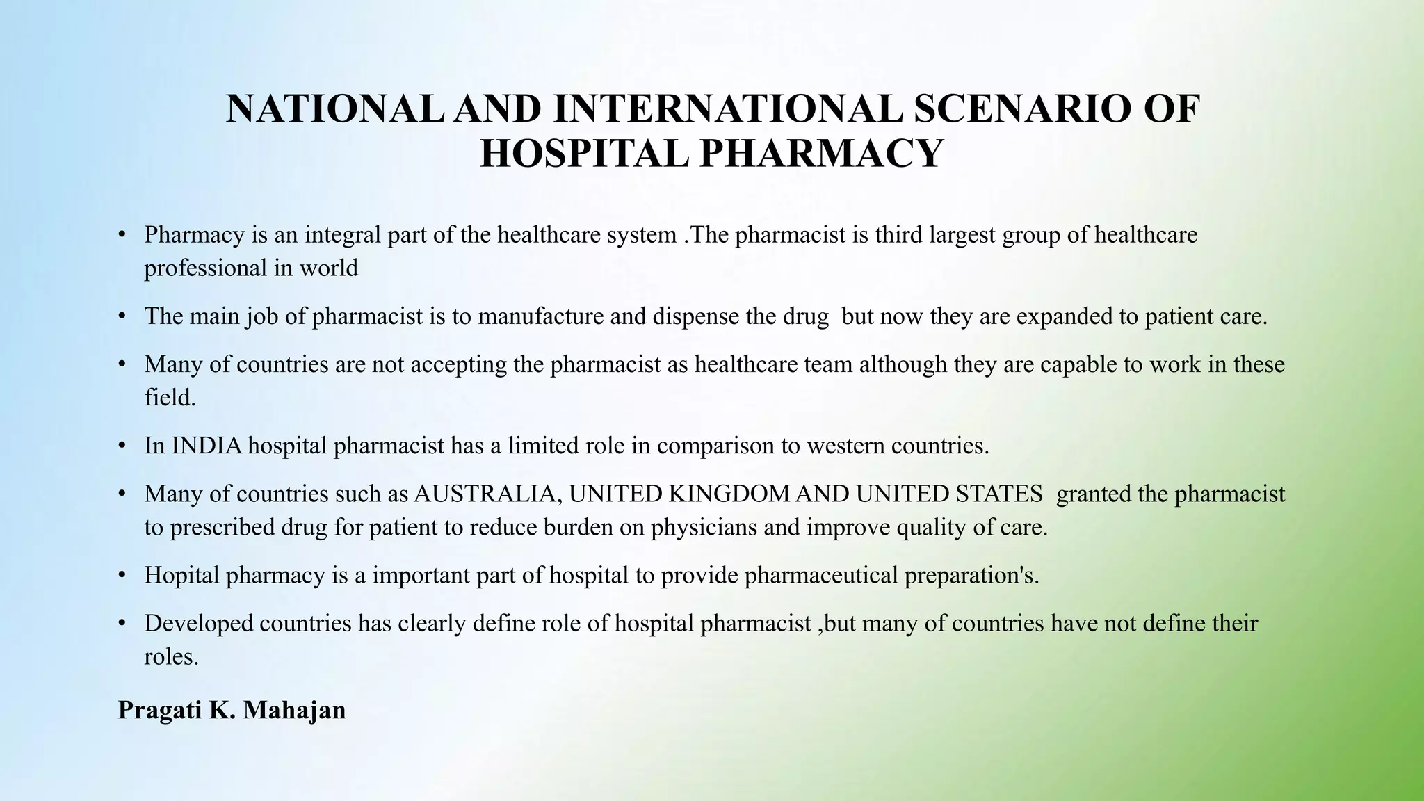 HOSPITAL PHARMACY (D. Pharm) | PPTX